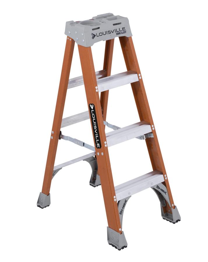 4 ft. Fiberglass Cross Step Ladder, 300 lbs. Load Capacity Type IA Dut ...