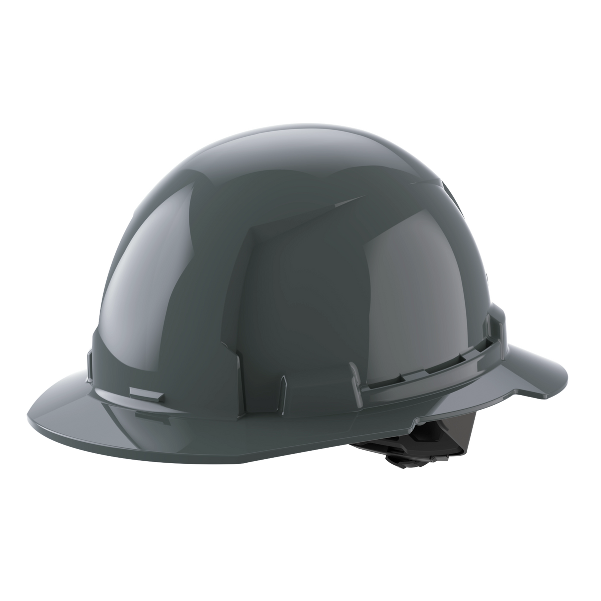 BOLT™ Gray Full Brim Hard Hat w/4pt Ratcheting Suspension (USA) - Type ...