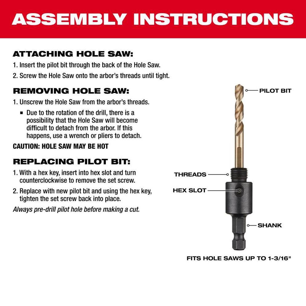Small Thread Arbor, 3/8" Shank — Quality Industrial Safety