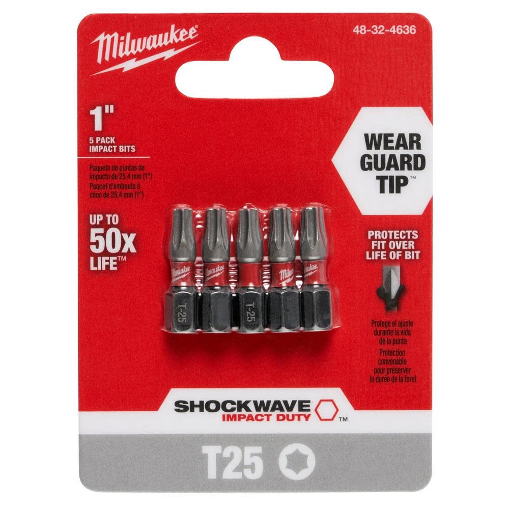 T25 TORX® SHOCKWAVE™ Impact 1" Insert Bits (5 pk) — Quality Industrial ...