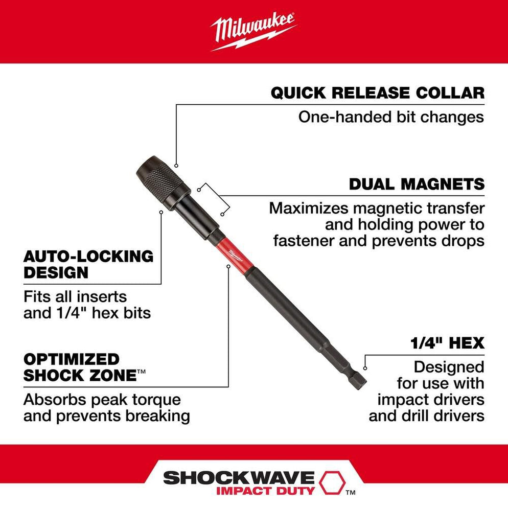 SHOCKWAVE™ 18" Impact Locking Bit Holder — Quality Industrial Safety